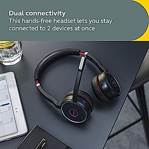 Jabra Evolve 75 SE Stereo Wireless Headset - Bluetooth Headset with Noise-Cancelling Microphone, Active Noise Cancellation - MS Teams Certified, Works with All Other Platforms  - Black