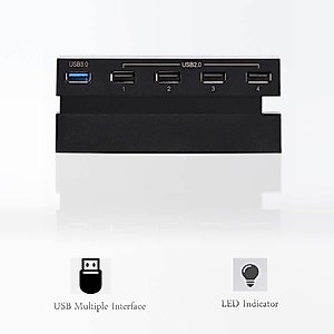 FOSA High Speed 5-Port USB Hub 2.0 & 3.0 Expansion Hub Controller Adapter for PS4 Game Console