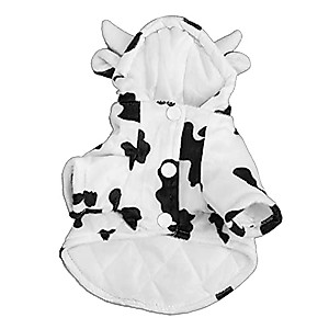 Zerodis Pet Winter Clothes Dog Hoodie Winter Jacket Party Dressing Up Outfits Stylish Cute Cow Design Comfortable Warm Pet Winter Clothes for Small Medium Dogs(XS)