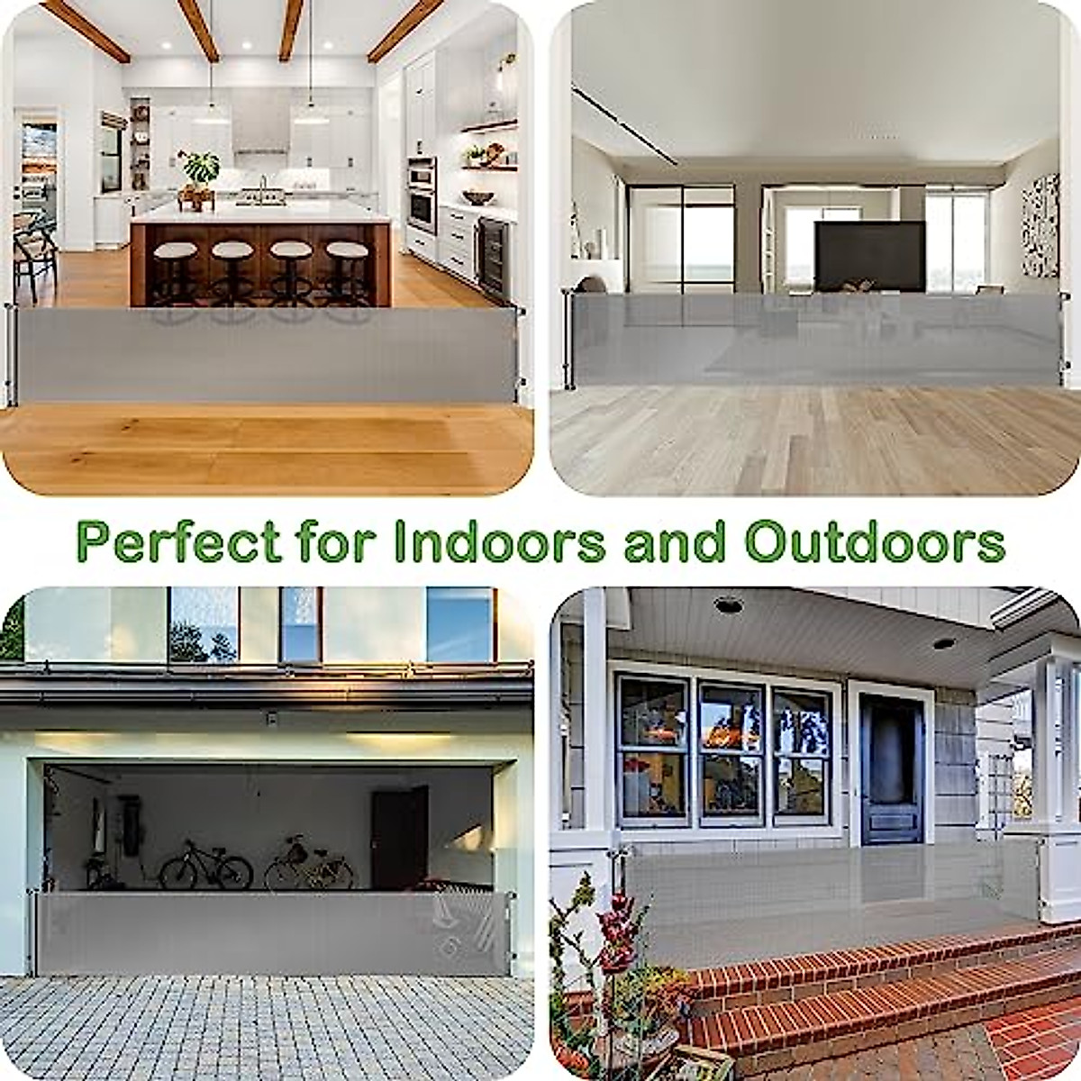 200 Inch Retractable Baby Gates Extra Wide Retractable Dog Gate for Super Wide Openings Indoor Extra Wide Baby Gate Outdoor Retractable Gates for Dogs Baby Fence Play Area Garage Gate Deck Gate, Gray