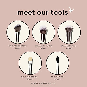 HALEYS Kabuki Makeup Brush VEGAN+CRUELTY-FREE, Sustainable Wood, Vegan Bristles for Airbrushed Finish, For Creams, Liquids, Powder, Streak-free, Perfect Blending, Buffs, Blurs, Smooths with Control