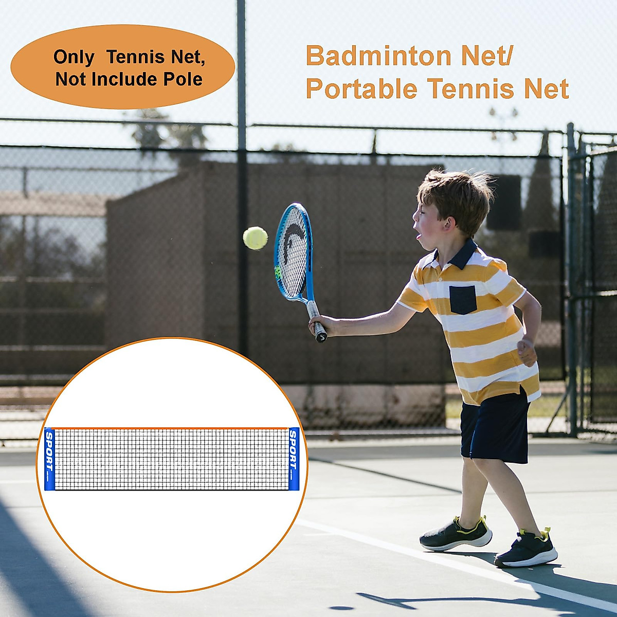 Ragyzity Badminton Pickleball Net, Polyester Badminton Net Replacement, Kids Adult Volleyball Training Net for Tennis, Volleyball, Only Tennis Net,No Include Pole (3.1m)