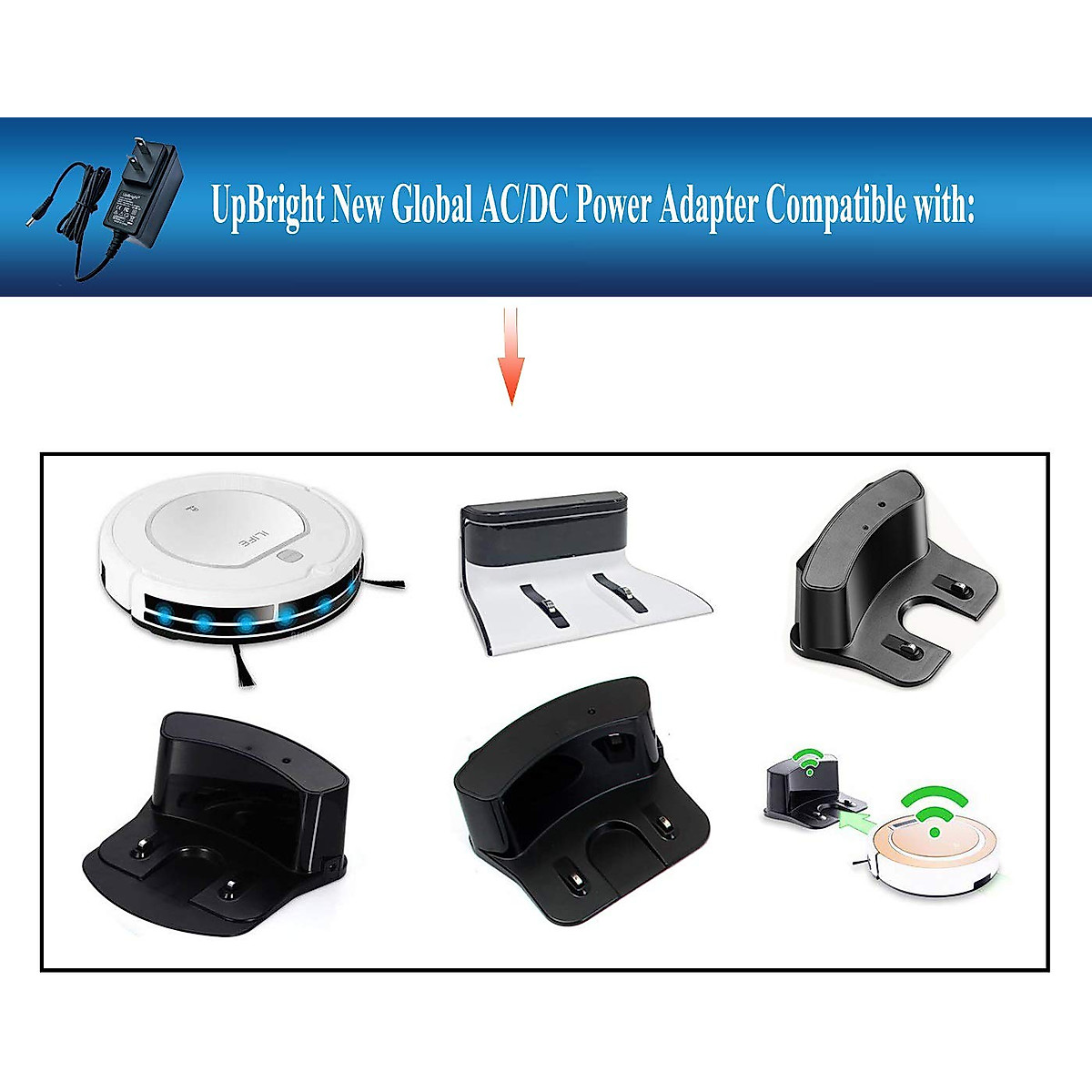 UpBright 19V AC/DC Adapter Compatible with Chuwi ILIFE V1 V3 V3s V5 V5S Pro A4 A4s A6 X5 V50 V55 X800 V4 V80 A7 A8 A9 A9s Robot Vacuum Cleaner GSCU0600S019V12E 19VDC 600mA Power Supply Battery Charger