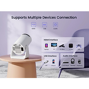 [Short Throw/Adjustable Stand]Mini projector with WiFi and Bluetooth, 2025 Upgrade Outdoor Portable Movie Projector 1080P, Auto Keystone, Home Projector for Phone/TV Stick/Laptop, WiMiUS S27 (White)