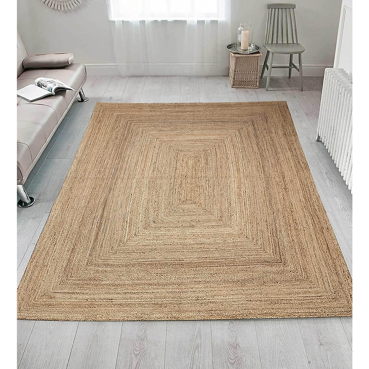 The Home Talk Handwoven Jute Rug 8' x 10' - Handmade Rustic Indoor Jute Rug - Sustainable & Eco-Friendly Design Adds Warmth and Texture to Living Room, Bedroom, or Dining Room