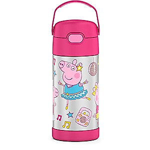 THERMOS FUNTAINER 12 Ounce Stainless Steel Vacuum Insulated Kids Straw Bottle, Peppa Pig & Thermos Replacement Straws for 12 Ounce Funtainer Bottle, Clear, one size (F401RS6)