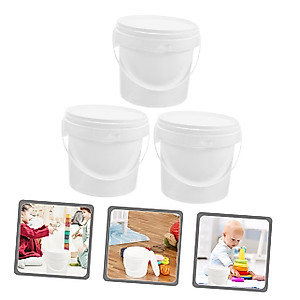 White Plastic Bucket 3pcs Storage Bucket White with Cover 3pc Pp 0.26 Gallon Buckets with Lid