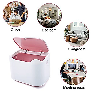 Business King Mini Desk Trash Can with Lid with Trash Bag 90pcs 2.5 L/0.7 Gallon Pink Plastic Countertop Garbage Bin with Removable Inner Tiny Waste Basket for Office Dresser Bedroom
