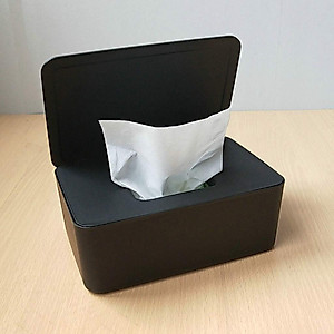 beerty Tissue Box Cover - Wet Wipes Dispenser Holder with Lid Black Dustproof Tissue Storage Box for Home Office Store