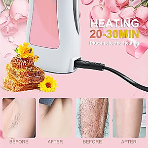 Roll On Waxing Kit, Depilatory Roll On Wax Warmer for Hair Removal with 2 Tea Tree Cartridge Refill 10 Wax-removing Wipes and 100pcs Wax Strips, (Pink) (Pink)
