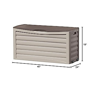 Suncast 63-Gallon Medium Deck Box - Lightweight Resin Indoor/Outdoor Storage Container and Seat for Patio Cushions, Gardening Tools and Toys - Store Items on Patio, Garage, Yard - Gray (DB6300)