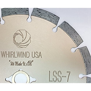 WHIRLWIND USA LSS 7 Inch Diamond Blade,Dry or Wet Cutting Hot Pressing Process Saw Blades Broadened Cutter Head, for Concrete Stone Brick Masonry (7")