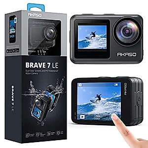 AKASO Brave 7 LE 4K30FPS 20MP WiFi Action Camera with Touch Screen Vlog Camera EIS 2.0 Remote Control 131 Feet Underwater Camera with 2X 1350mAh Batteries Support External Microphone