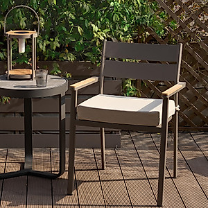 Stricklandhome Outdoor Chair Cushions Set of 2 for Patio Furniture, Square Corner Patio Chair Cushions with Ties, Outdoor Chair Cushions for Dinning Chairs,19" X 19" X 3", Beige