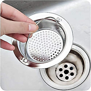 2Pcs Kitchen Sink Strainer Food Catcher Stainless Steel, Sink Strainers for Kitchen Sink Garbage Disposal, Kitchen Sink Drain Strainer Basket, Sink Drain Filter Cover Stopper with Handle Large Rim