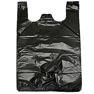 YYaaloa 100 pcs Small Black Trash Bags with Handles 14x22 Super Thick plastic Rubbish Bags,T-shirt bags,Wastebasket Bags for Office, Picnic,Kitchen, Bulk Bags (Black 100 pack)