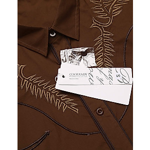 COOFANDY Men's Western Shirts Long Sleeve Slim Fit Embroideres Cowboy Casual Button Down Shirt