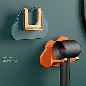 HOUTINKY Cloud Hair Dryer Holder Wall Mounted, Bathroom Hair Dryer Stand, Self Adhesive No Drilling Dryer Hanger for Bedroom & Bathroom Decor with Supersonic Hair Dryers(Green)