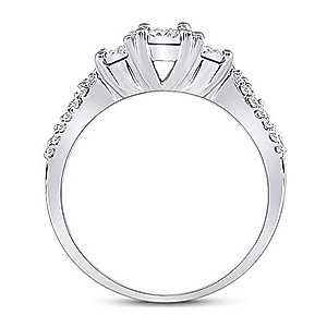 Dazzlingrock Collection 10kt White Gold Womens Round Diamond 3-stone Bridal Wedding Engagement Ring 1/3 ctw