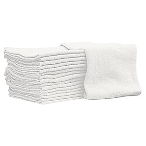 Nabob Wipers Auto Mechanic Shop Towels 25 Pack Shop Rags 100% Cotton Size 14"x14" Commercial Grade (25 Pack, White)