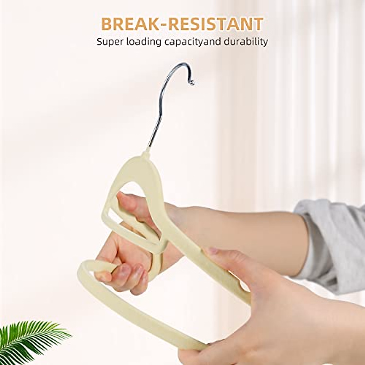 Velvet Clothing Hangers, Non-Slip Beige Suit Hanger Space Saving Clothes Hanger Heavy Duty Adult Hanger Hangers with 360°Swivel Hook Pack of 20