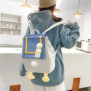 ooibnn Kawaii Backpack With Cute Accessory WithAnti-thief Pocket Pins Blue And Yellow Cute Duck Lightweight Laptop Bag