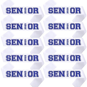 NAUXIUDSJS Senior Sash 2025,White Sashes 10 Pack with Blue Glitter Letters, Class of 2025 Graduation Celebrations Sashes, Finally Graduated Cheerleader Celebration Party Decorations Supplies