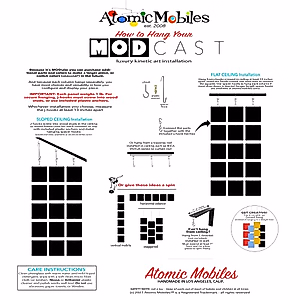 1970 Retro Style MODcast Hanging Mobile + Room Divider | Mid Century Modern Art by Atomic Mobiles (15 Panels - 40" w x 70" h)