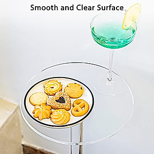 HMYHUM Acrylic Drink Table for Small Spaces, 10" L x 10" W x 21.3" H, Drink Side/End Table for Living Room, Round, Easy Assembly, Clear