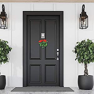 WILLBOND 6 Pieces Artificial Mistletoe Picks Christmas Fake Mistletoe Branches with Red Bow and 6 Pieces Sticky Hooks Adhesive Wall Hanging Hooks for Christmas Party Decor