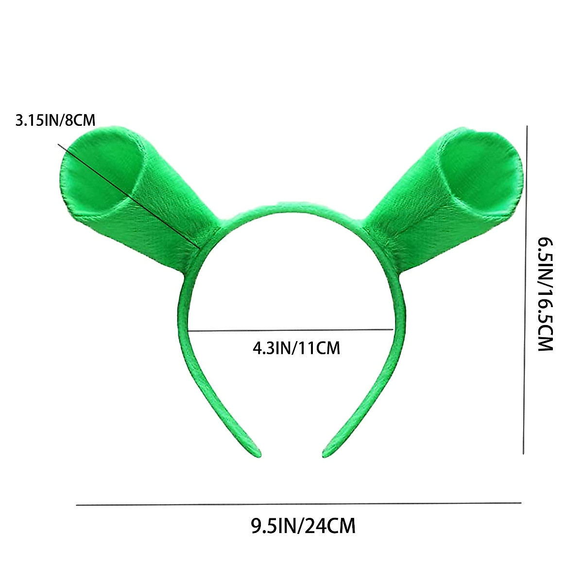 6 Pieces Green Ears Headbands Halloween Head Wrap Hair Accessories Cute Hair Band for Adult Kids Halloween Party Celebration Cosplay Decoration