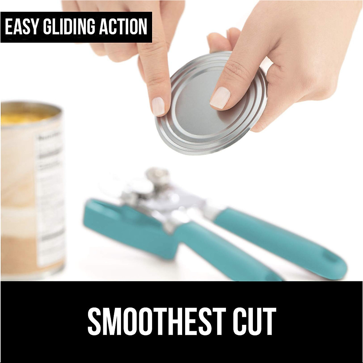 Gorilla Grip Manual Can Opener and Silicone Oven Mitts, Manual Can Opener Includes Built In Bottle Opener, Oven Mitts are 14.5 Inch, Both in Turquoise Color, 2 Item Bundle