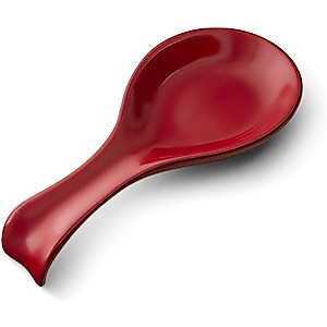 Ceramic Spoon Rest, by Kook, Spoon Rest for Stovetop, Kitchen Decor, Farmhouse Kitchen Decor, Ladle, Utensil Holder, Dishwasher Safe, for Home and Coffee Bar Accessories, Set of 2 (Cherry)