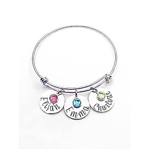 Kids Names Bangle - Mothers Day Gift-Customized-Name Bangle Bracelet With Names Of Choice-Customized-charms- gift for mom- grandma- godmother