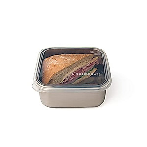 U Konserve Stainless Steel Food Storage Bento Box Container, Leak Proof Silicone Lid Dishwasher Safe - Plastic Free (30oz Clear)