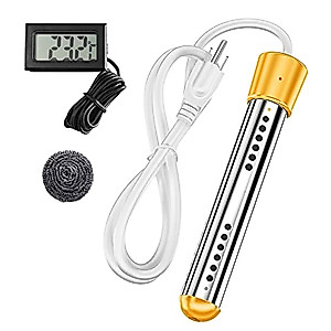 Lolicute 1500w Bucket Heater,Portable Electric Immersion Heater, Bathtub Heater Hot Water for Kitchen/Bathroom/Outdoor with Digital Thermometer