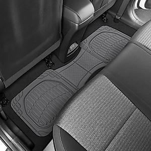 Motor Trend FlexTough Floor Mats for Cars, Gray Deep Dish All-Weather Mats, Waterproof Trim-To Fit Automotive Floor Mats for Trucks SUV, Universal Liner Car Accessories