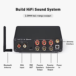 Fosi Audio BT30D Pro TPA3255 Hi-Fi Bluetooth 5.0 Stereo Audio Receiver Amplifier 2.1 Channel Mini Class D Integrated Amp 165 Watt x2+350 Watt for Home Outdoor Desktop Bookshelf Speakers/Subwoofers