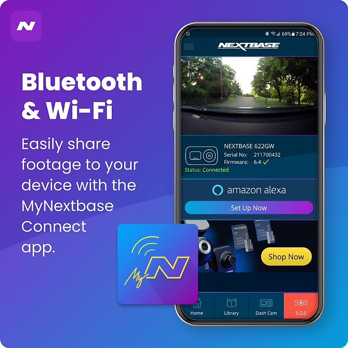Nextbase 422GW Dash Cam - 1440p HD Recording in Car Camera - Wi-fi GPS Bluetooth Alexa Enabled - Parking Mode - Night Vision - Loop Recording - Automatic Power and Crash Detection