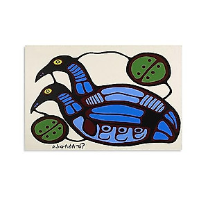 Norval Morrisseau Prints Blue Loons Poster Canvas Art Poster And Wall Art Picture Print Modern Family Bedroom Decor Posters 16x24inch(40x60cm)