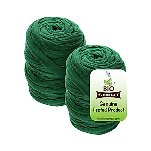 Biostretch Soft Plant Ties for House and Garden Plants - Environmentally Friendly Stretchy Green Plant Tape and Garden Twine Plant String 2 Pack (Green Bio Roll x 2)