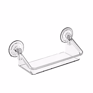 LYZOLICS Shower Caddy Reusable Suction Cup Shelf Clear Bathroom Shower Organizer Drill-Free Strong Suction Shower Shelves Storage Basket for Bathroom (Clear Basket) (4.33inch)