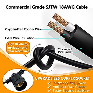 alitade 96FT LED Outdoor String Lights with Dimmer & Timer, Shatterproof IP65 Outdoor Lights for Patio Lights Outdoor Waterproof, Outside Lights for Outdoor Lighting, Hanging Backyard Porch Lights