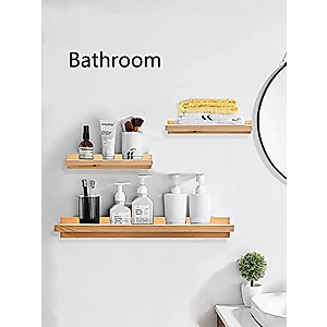 babaka Floating Shelves 3 PCS, Rustic Natural Wood Display Wall Shelf for Organize Bedroom, Living Room, Farmhouse, Kitchen, Bathroom. Traditional Wooden Simple Storage Home Decor Wall Mounted