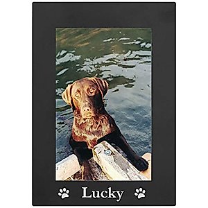Custom Dog - Engraved Anodized Aluminum Hanging/Tabletop Personlized Memorial Photo Picture Frame - Add your dogs name
