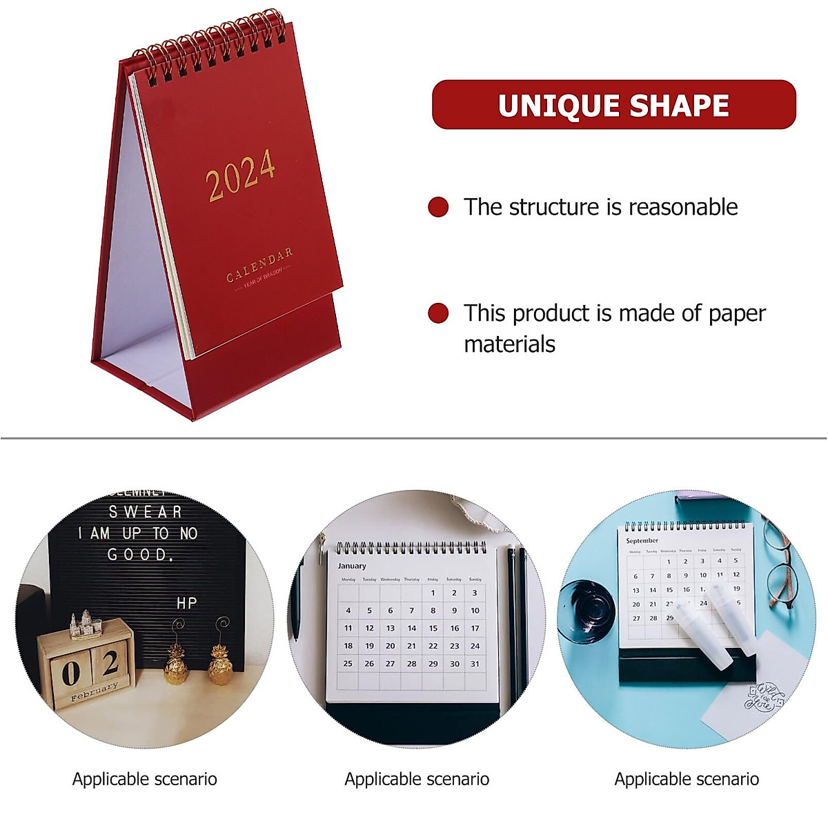 COHEALI Flip Desk Calendars Pocket Notepad 2023 2024 Calendar Small Desk Calendar 2023-2024 Standing Desk Calendar 2023 2024 Desk Calendar Mini Calendar 2024 Table Mat Paper Spiral Office