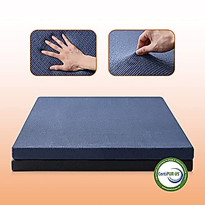 Erdoru 4 Inch Memory Foam Mattress Topper with Removable and Washable Cover, Pressure-Relieving Layers/CertiPUR-US Certified, 4" Comfort Topper(4in Blue, Queen)