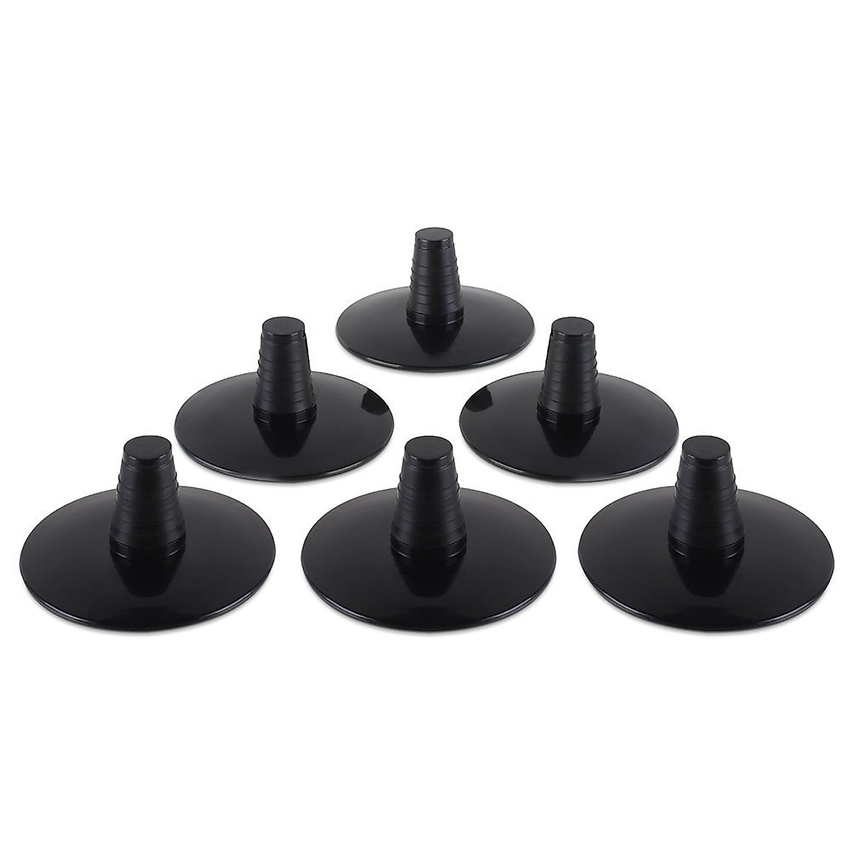 Walfront 6Pcs Bottle Top Stem, 3.15 x 3.15 x 1.57 Glass Beer Bottles Top Holder for Crafts,Wine Bottles Top Stems Base Stand Rubber(Black)