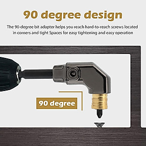 Durable Right Angle Drill Attachment, Detachable 90 Degree Screwdriver Right Angle Drill Attachment DIY Socket Adapter For Use with Cordless Drill and Impact Driver