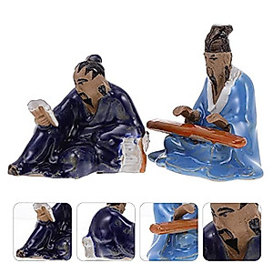 Happyyami Japanese Car Accessories 2pcs Bonsai Ornaments Toy Outdoor Ceramics Elder Miniature Glass Ornaments